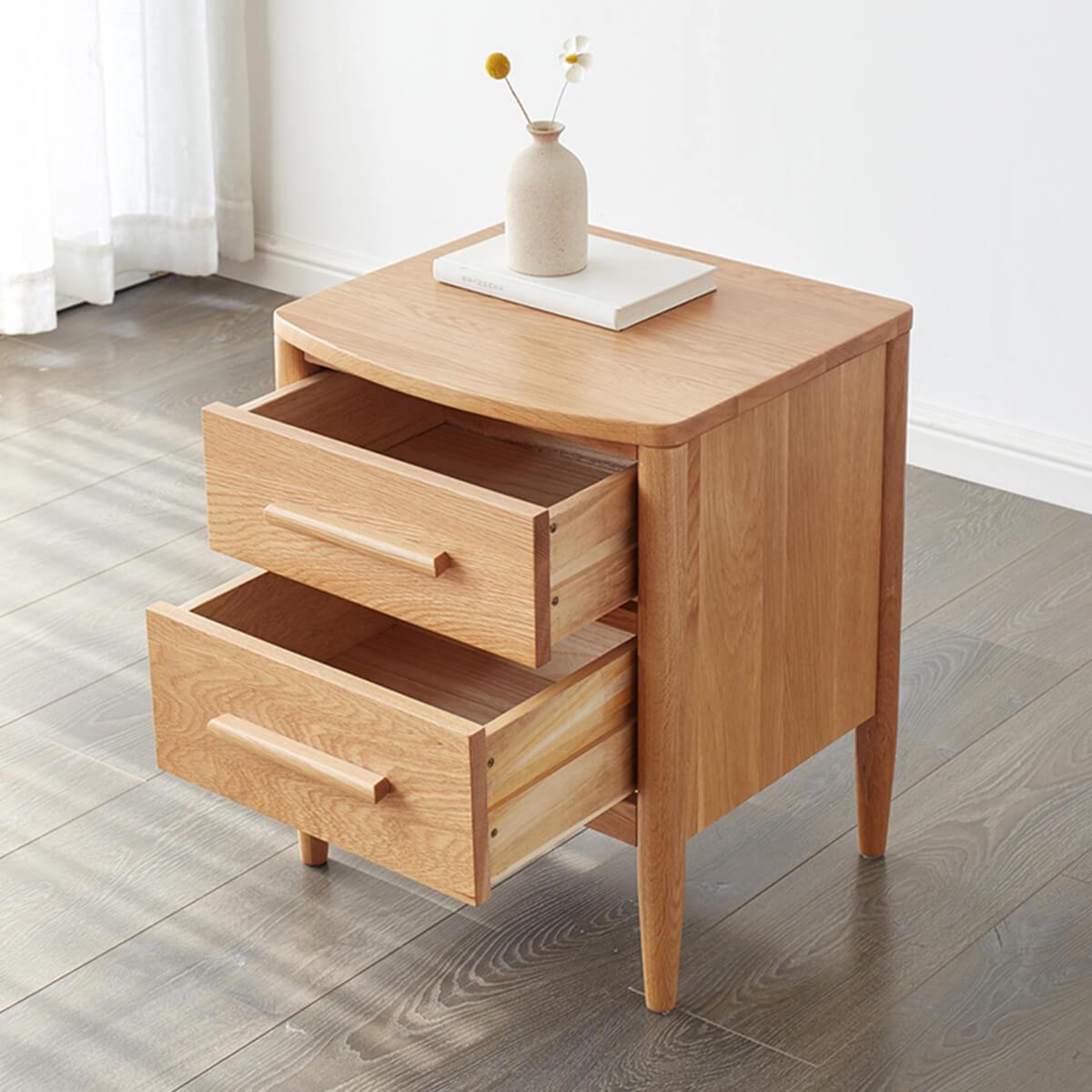 YSU-Fuji Solid Oak Bedside Table | Z-Furnishing